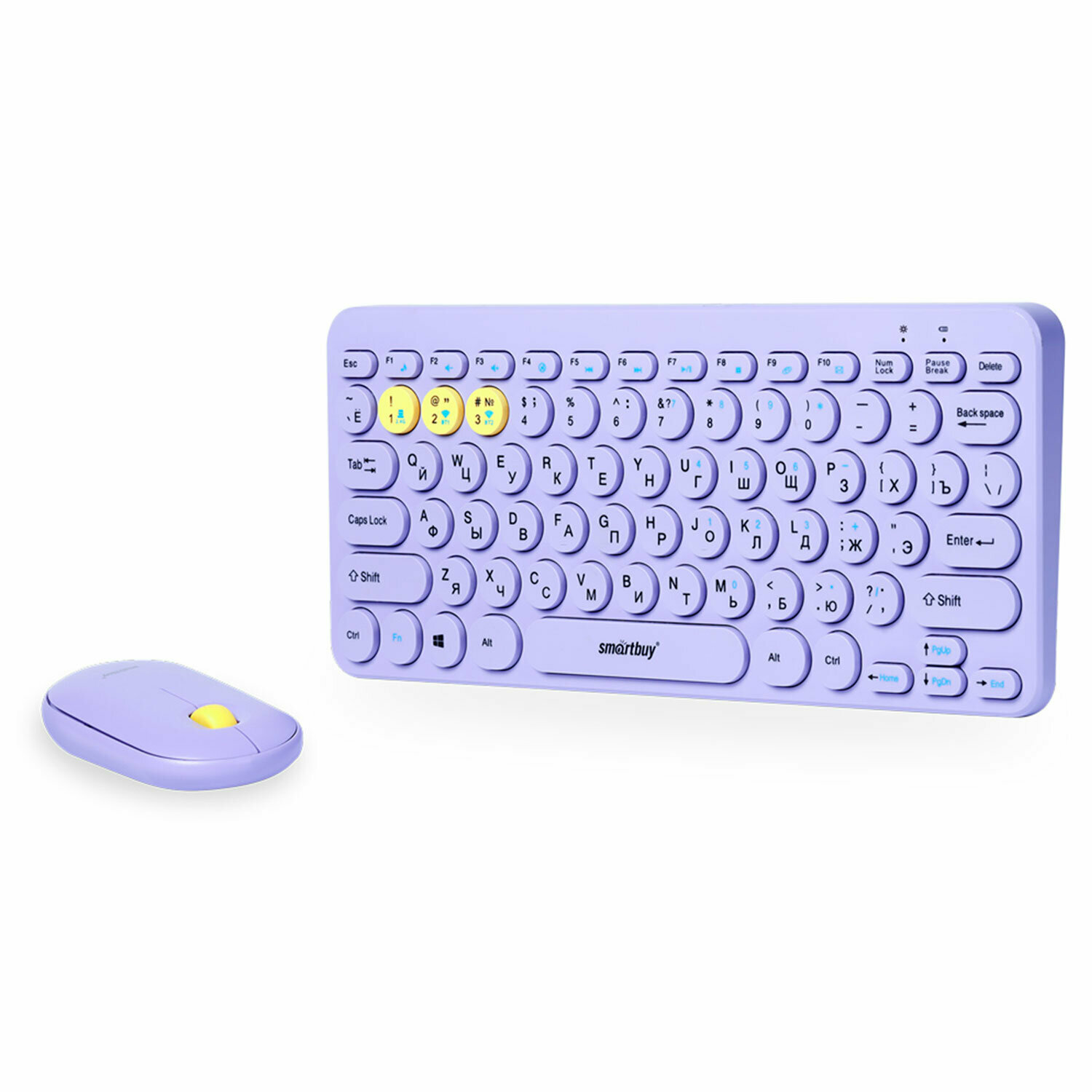Набор беспроводной SMARTBUY 510590, клавиатура, мышь 2 кнопки + 1 колесо, фиолетовая, SBC-510590AG-V