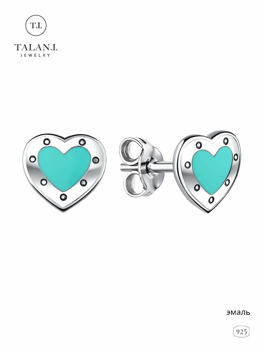 Серьги пусеты, серебро, 925 проба, эмаль