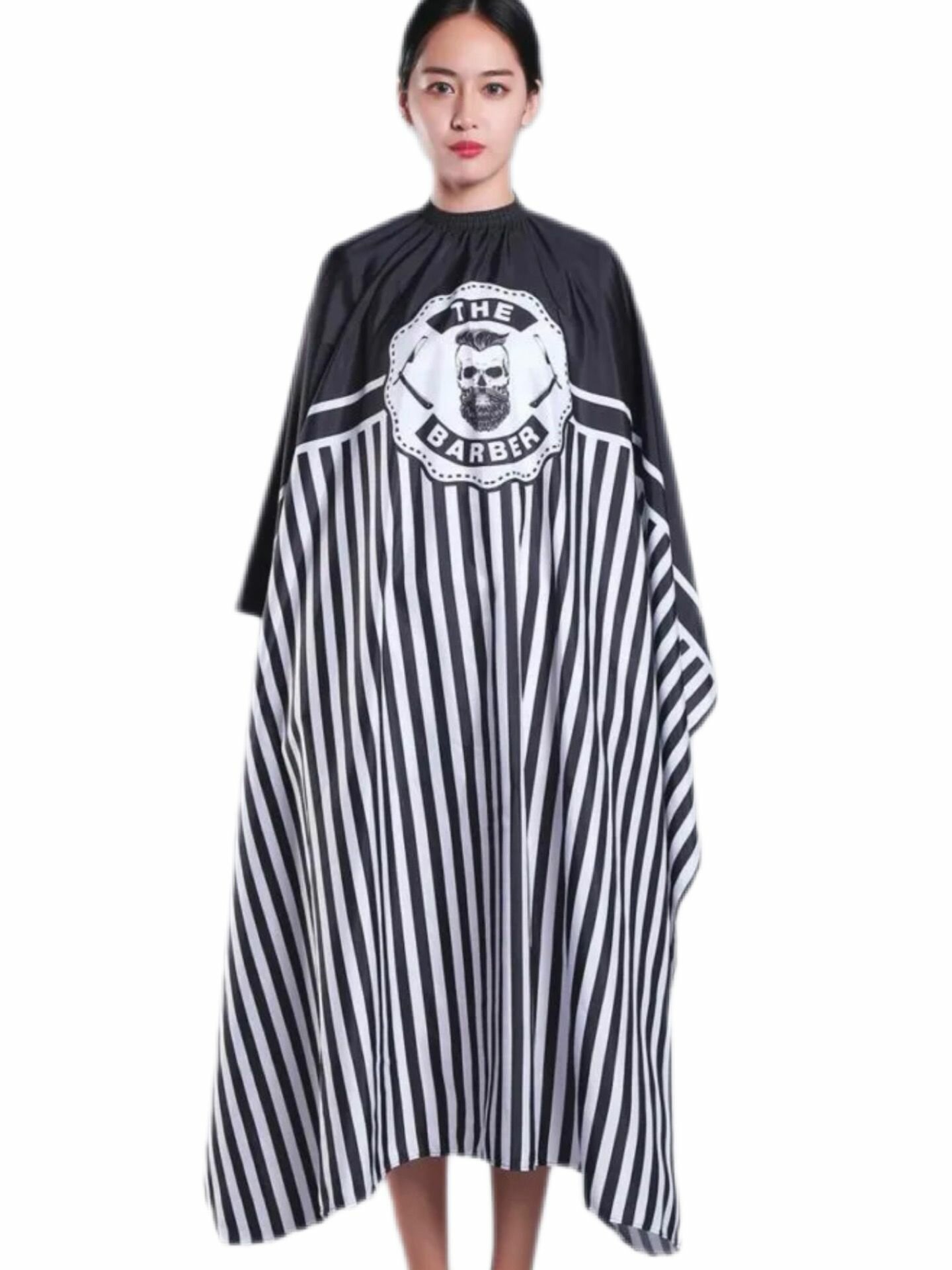 Пеньюар The Barber, текстиль, водоотталкивающий, черный/белый