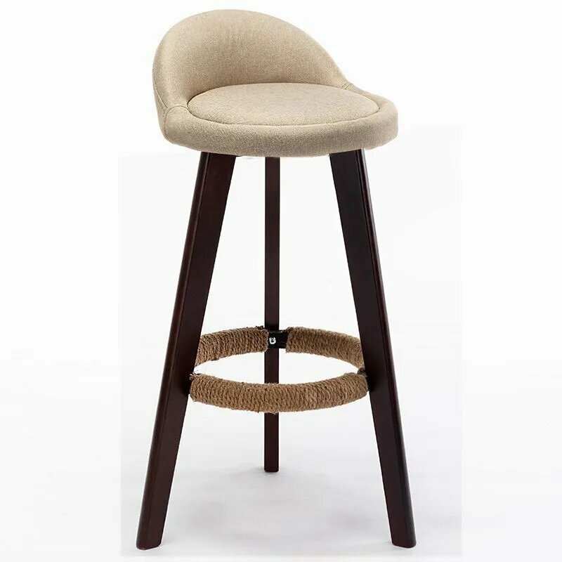 Барный стул GONCUIL, текстиль, бежевый/темно-коричневый, высота 70см