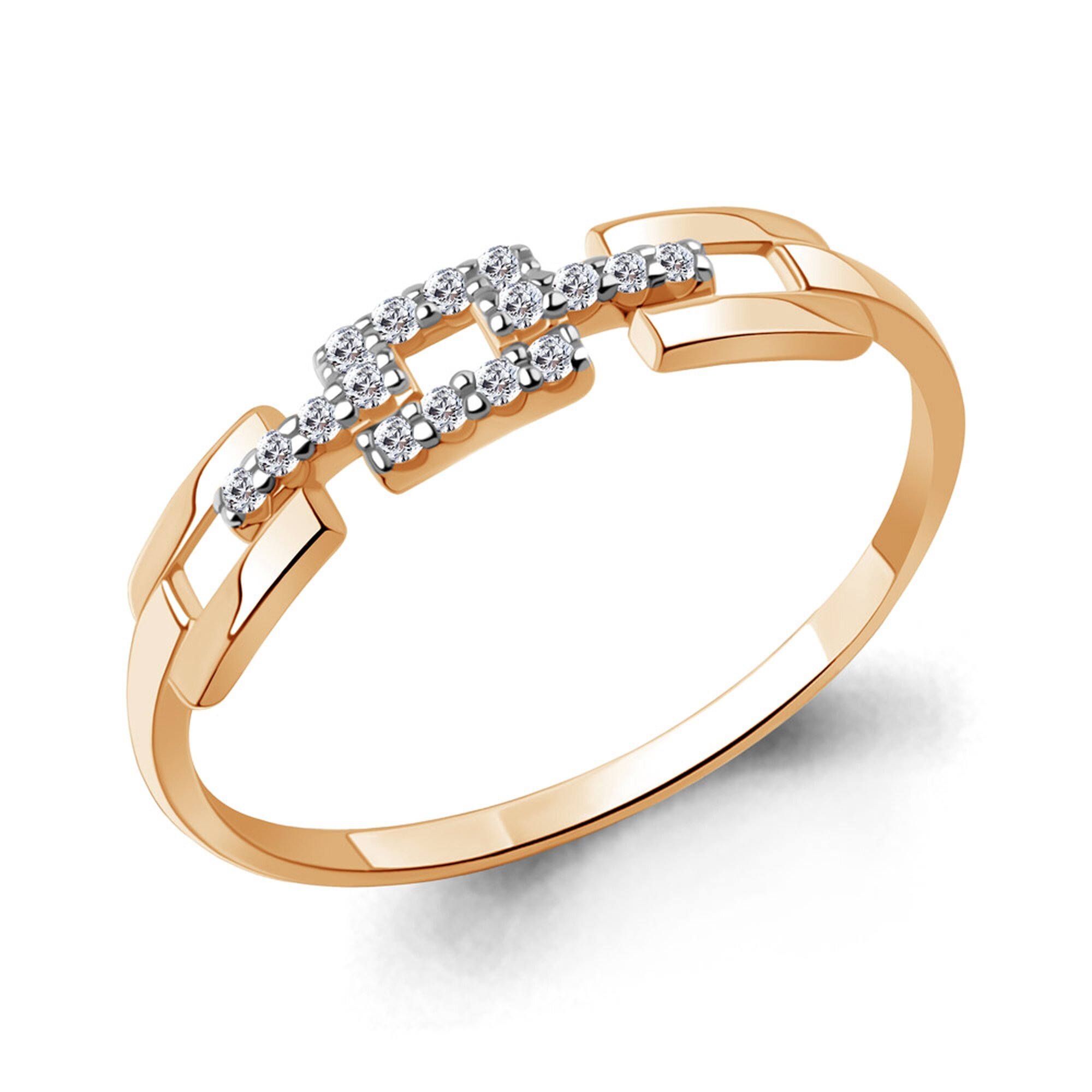 Кольцо, красное золото, 585 проба, фианит