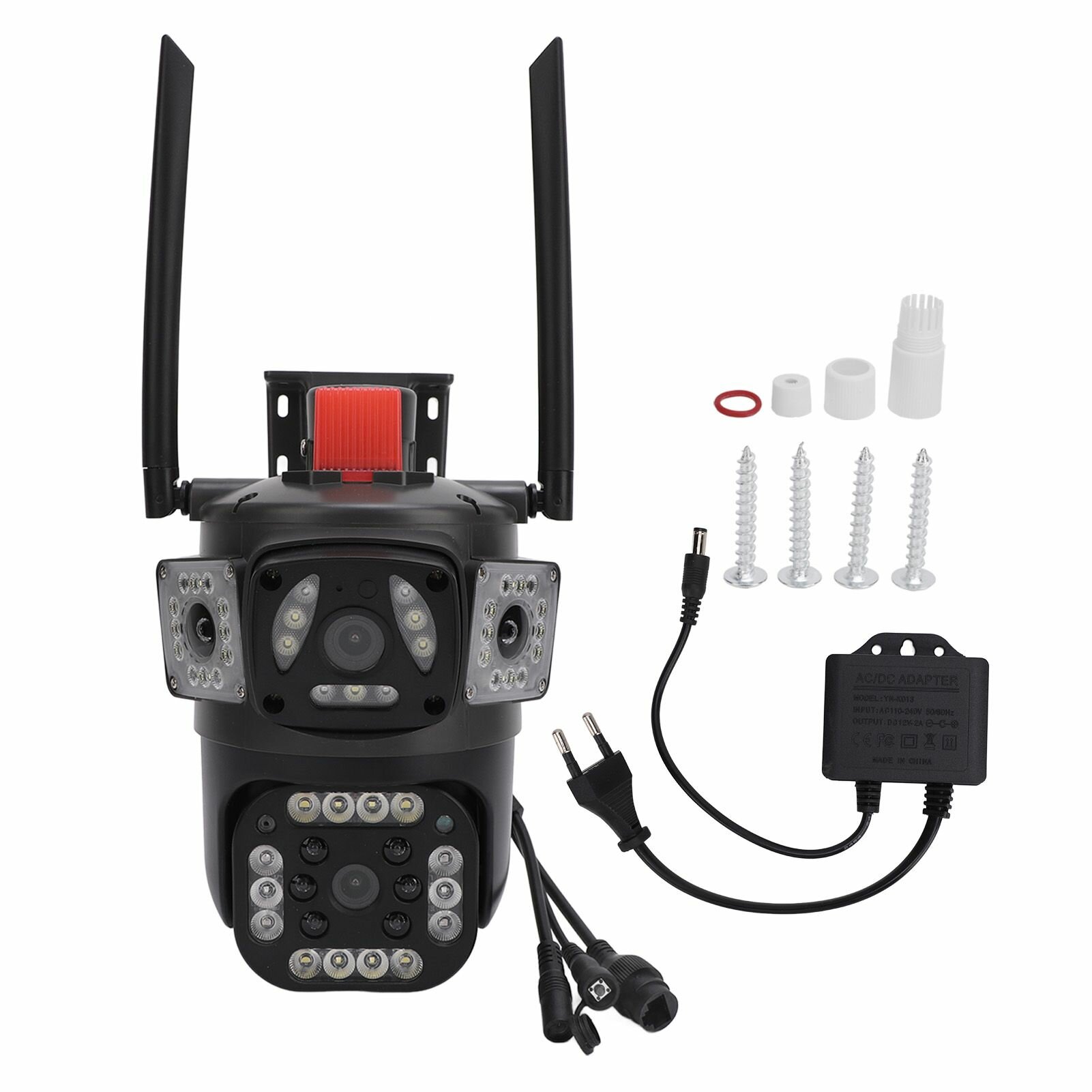 Тройная линза IP-камера наблюдения 8MP 4K Full Color Night Vision с AI детекцией движения, ABS-защита, WiFi/Wired, поддержка карт памяти до 128GB