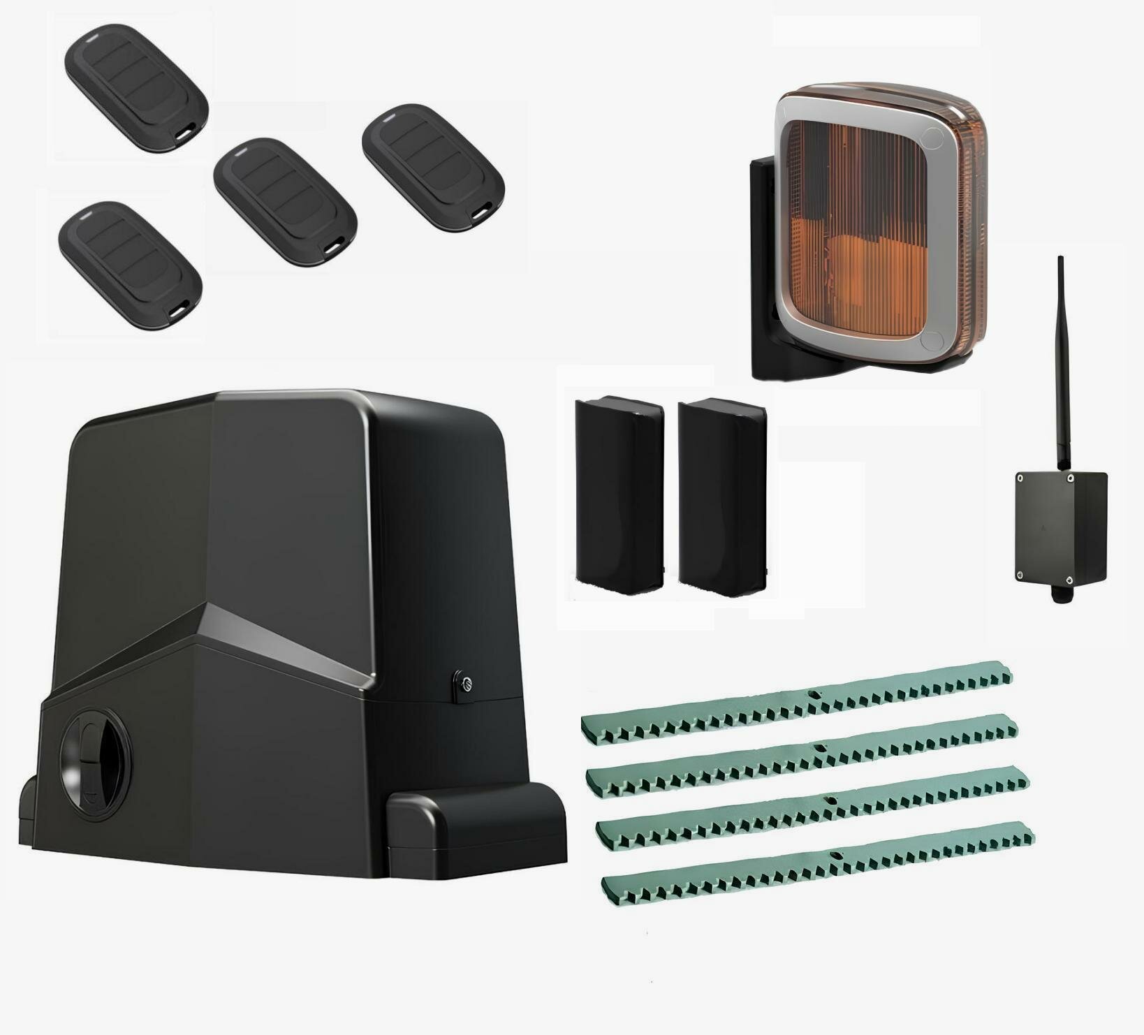 Автоматика для откатных ворот ARW-1000MKIT FULL4-A-BT-T4, комплект: привод, 4 пульта, лампа, фотоэлементы, 4 рейки, Bluetooth-модуль