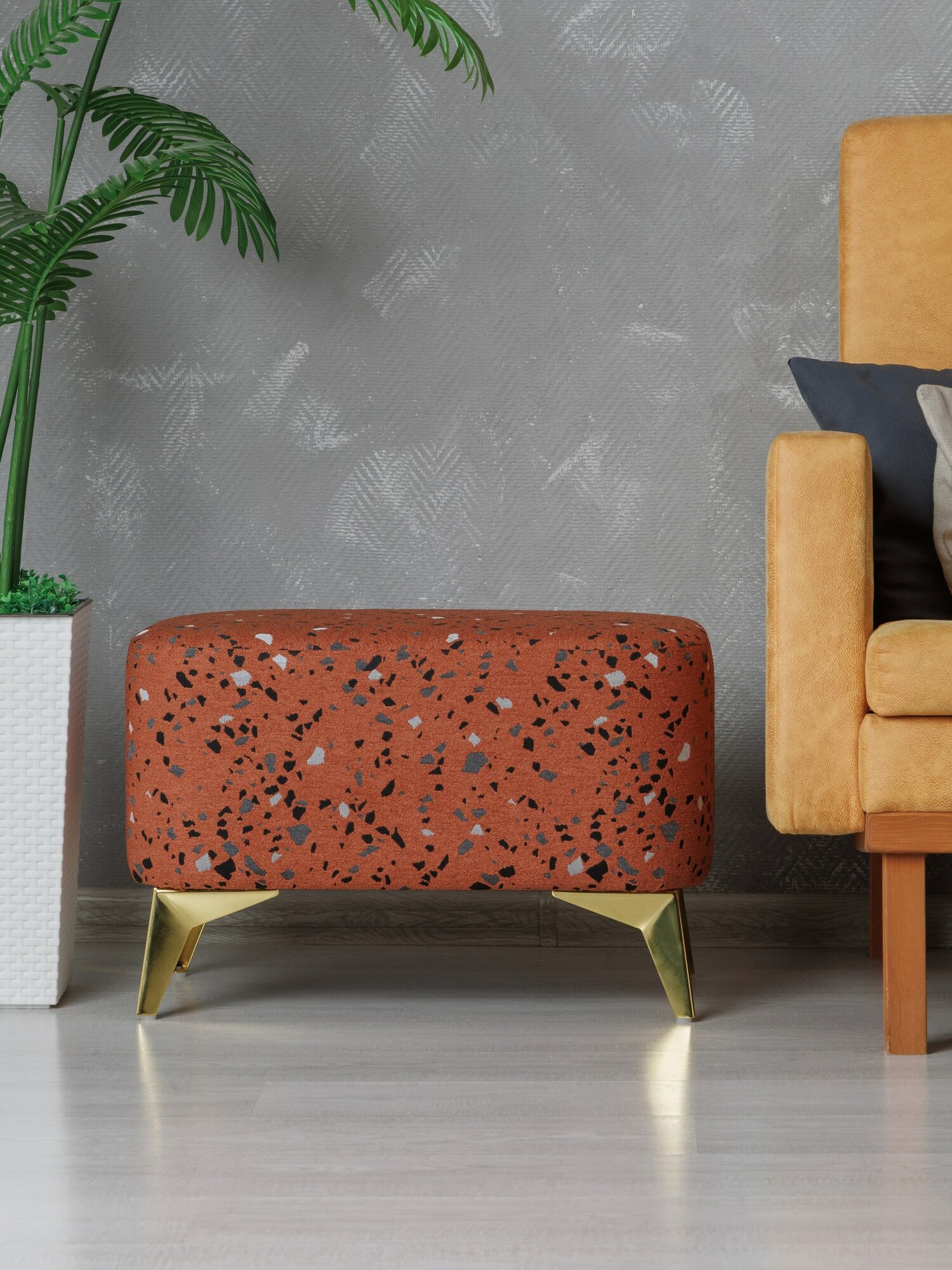 Пуфик «Монца», интерьерро, премиум ткань шенилл, на металлических ножках, 35х60х40 см, нагрузка до 150 кг