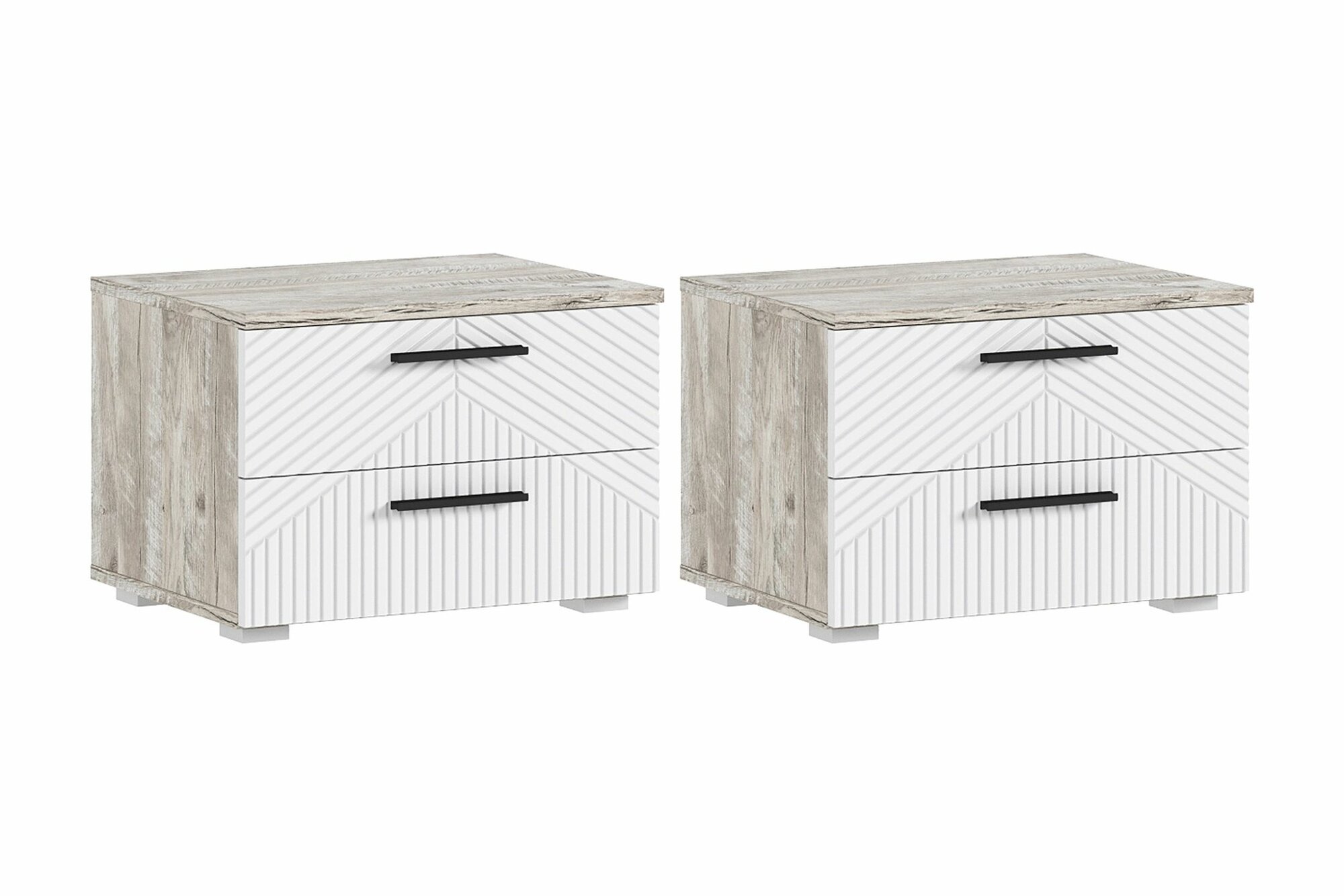 Тумбы прикроватные Сильвия 2шт Браш Вайт/Дуб Юкон