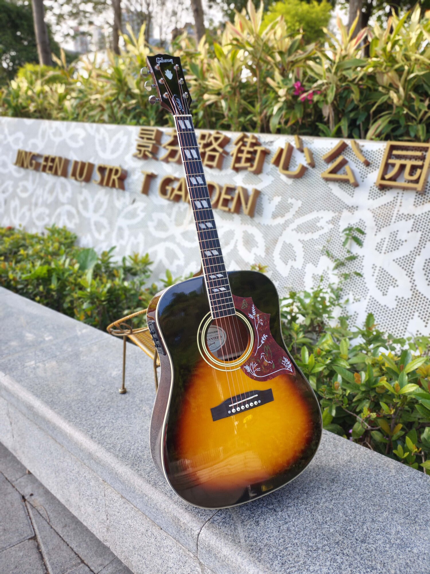 Акустическая гитара Gibson, подключаемая к динамикам, 6-струнная, красное дерево qin, 41