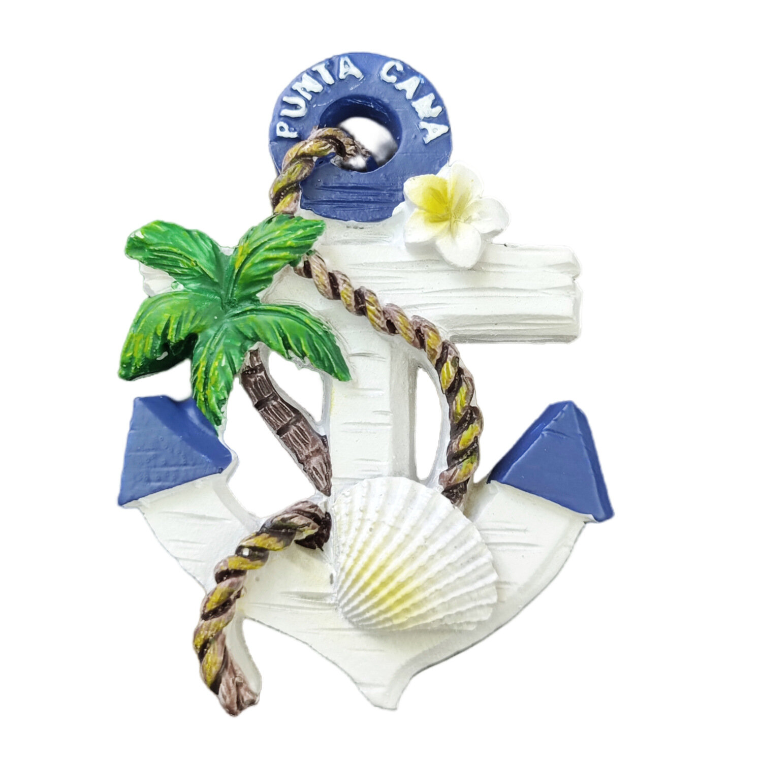 Магнит на холодильник "Якорь Пунта-Каны", сувенир из Доминиканской Республики, 3D-магнит из смолы с пальмой, ракушкой и верёвкой, декоративный магнит на холодильник для кухни, офиса, шкафчика