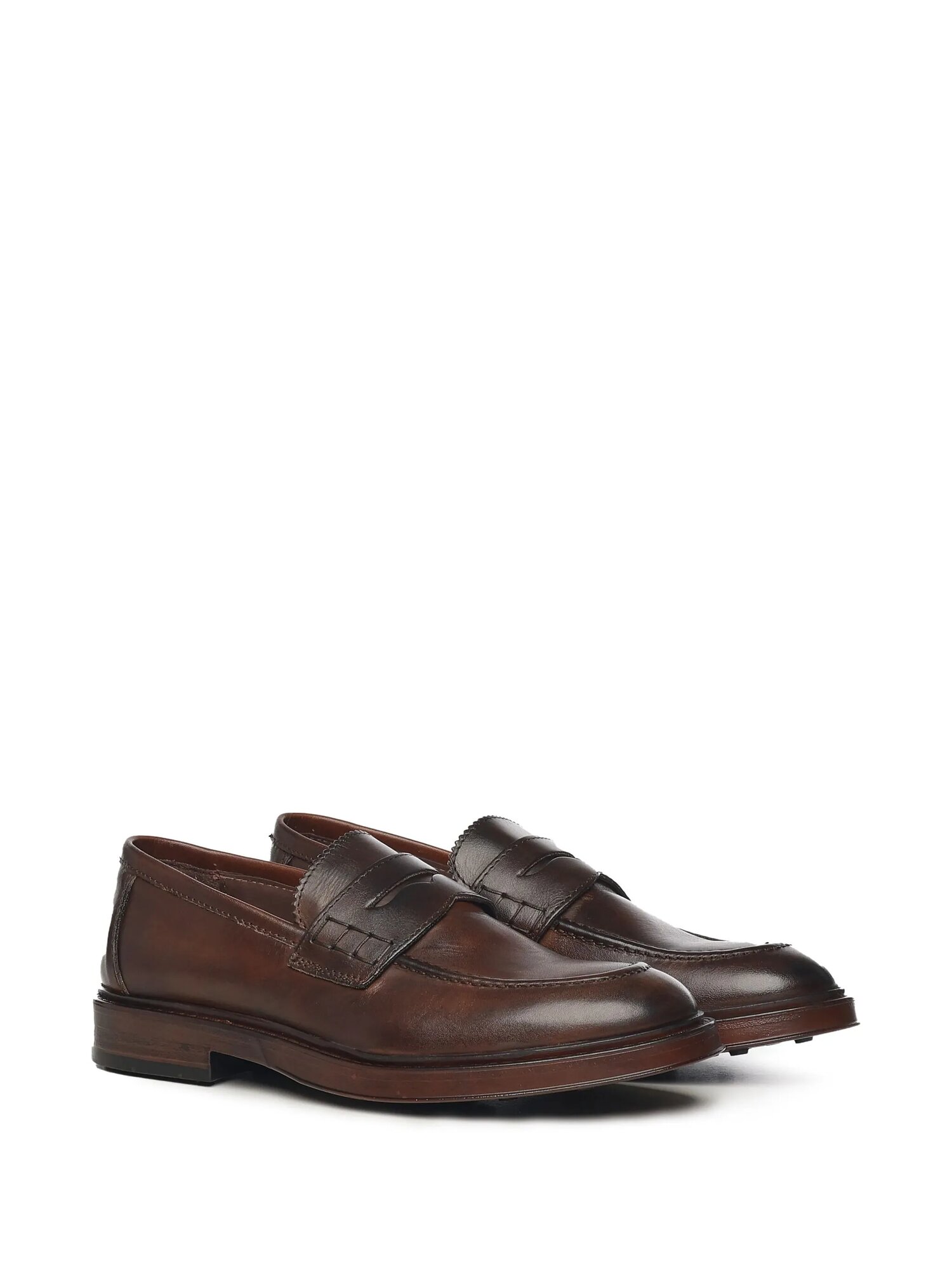 Лоферы Giuliano Galiano Leather round-toe loafers, размер 45, brown — фото 1