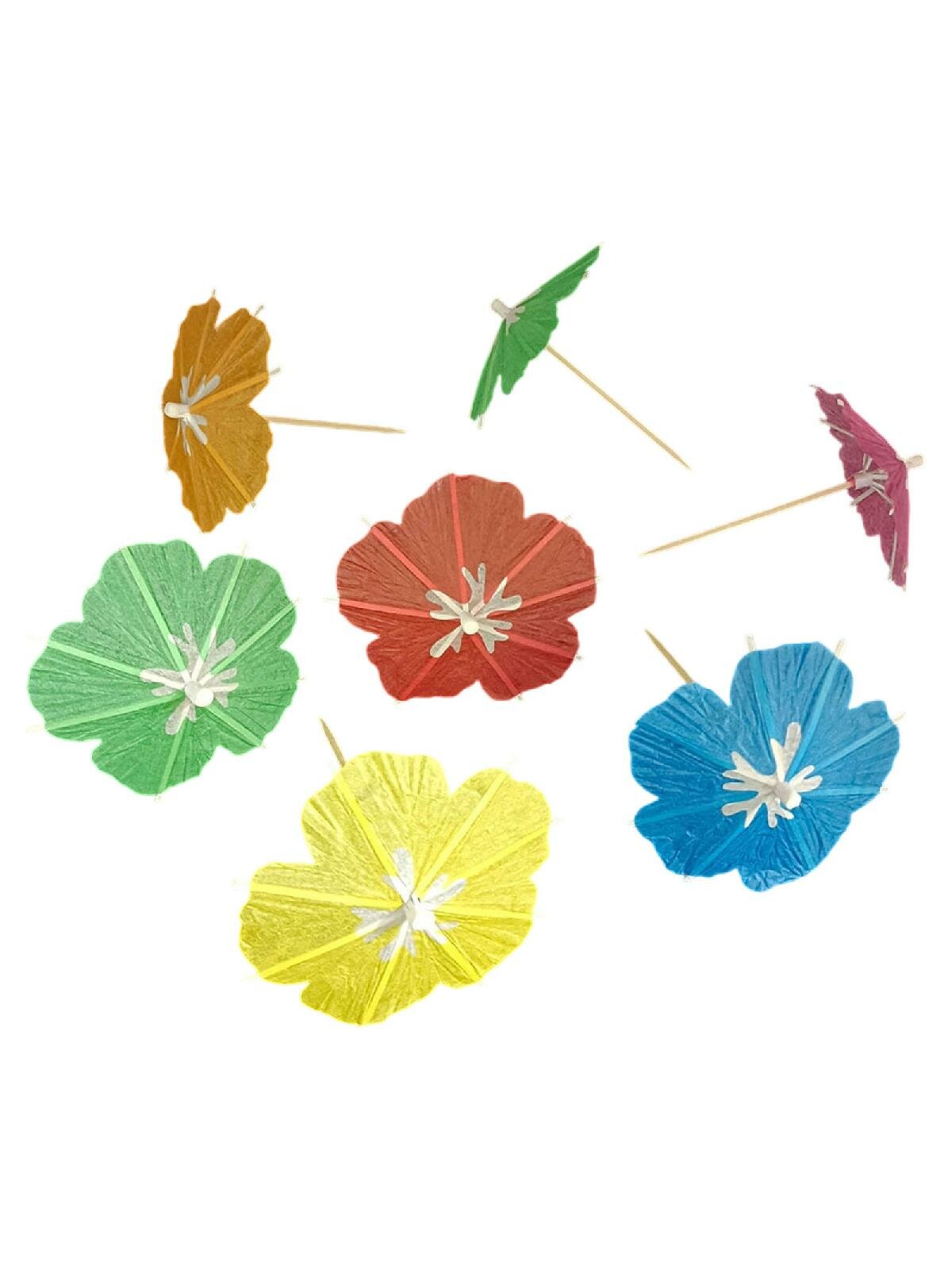 Бумажные соломинки в гавайской тематике Фруктовые зонтики-топперы для оформления летних вечеринок