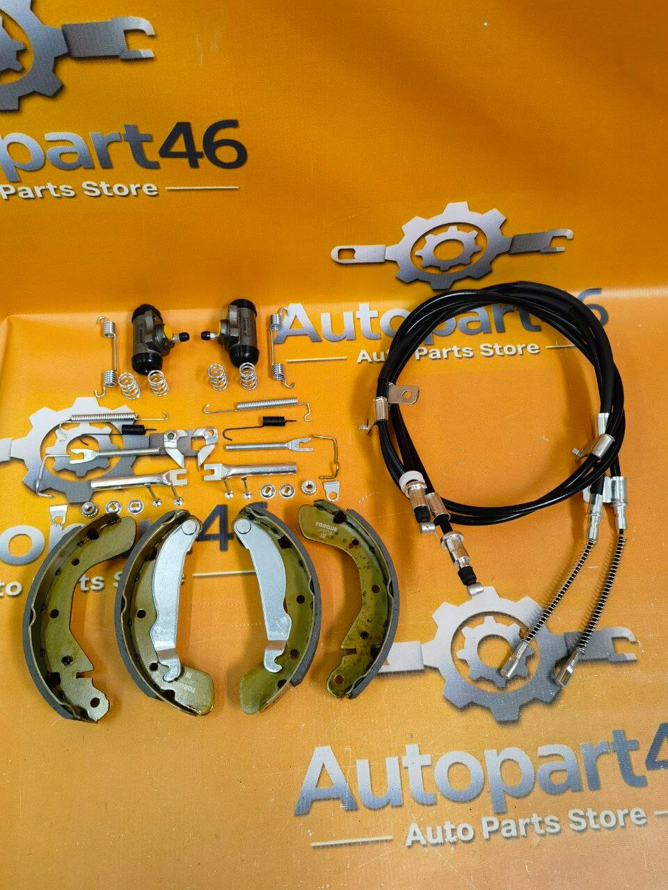 Задние тормозные колодки с тросами ручника, рабочими цилиндрами и рем комплектами Шевроле Ланос Дэу Нексия LANOS NEXIA