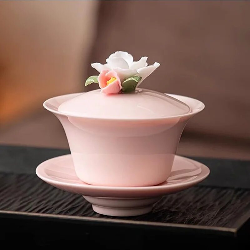 Розовая чайница Gaiwan 130мл, керамика