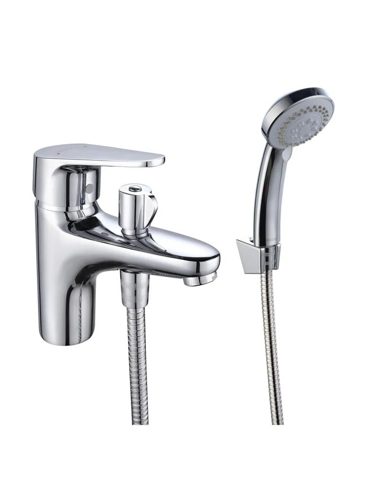 Смеситель на борт ванны BOOU B8282-1V С внутренней частью, встраиваемый, с душевой лейкой, хром, глянцевый, латунный, смеситель для ванны с душем, рычажный