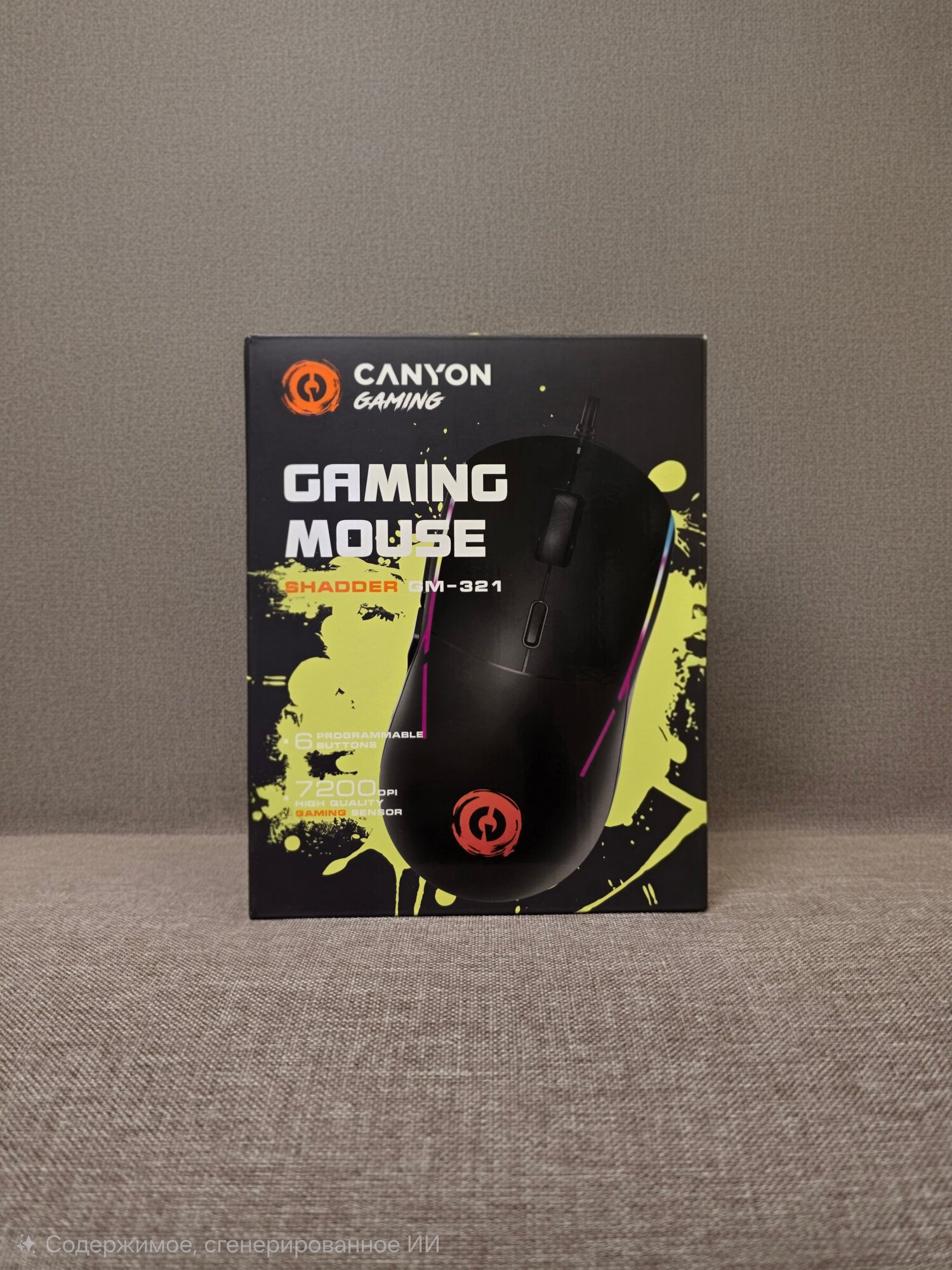 Мышь Canyon CND-SGM321, черный (CND-SGM321) оптический, 7200 dpi, USB