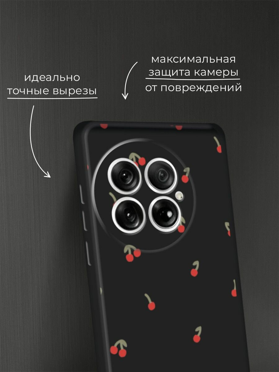 Черный матовый чехол на OnePlus 13 / Ван Плас 13 с принтом Милые вишенки — фото 1