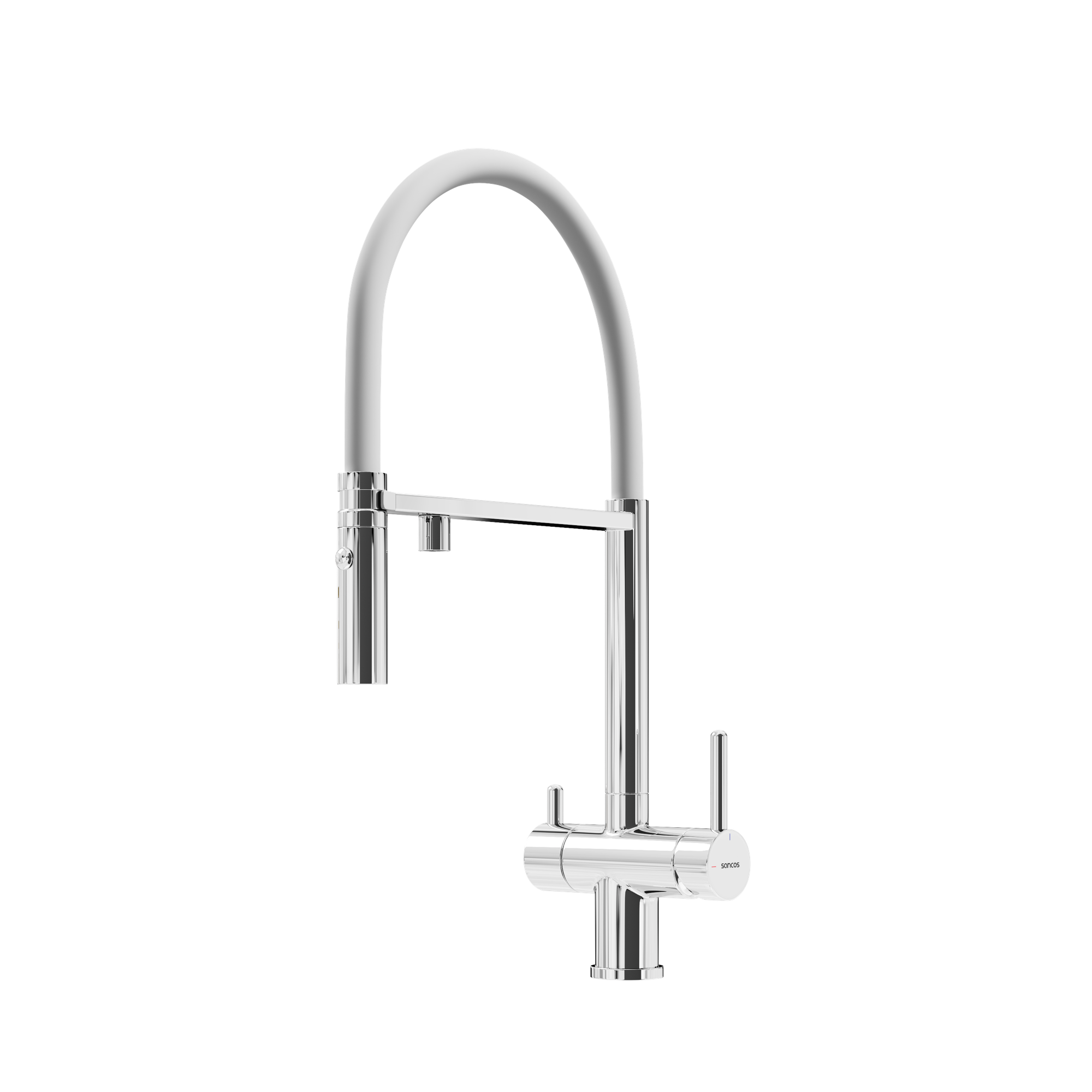 Смеситель для кухни Sancos Imola SC4010CHwh хром белый, с краном для питьевой воды, рычажный, латунь и силикон