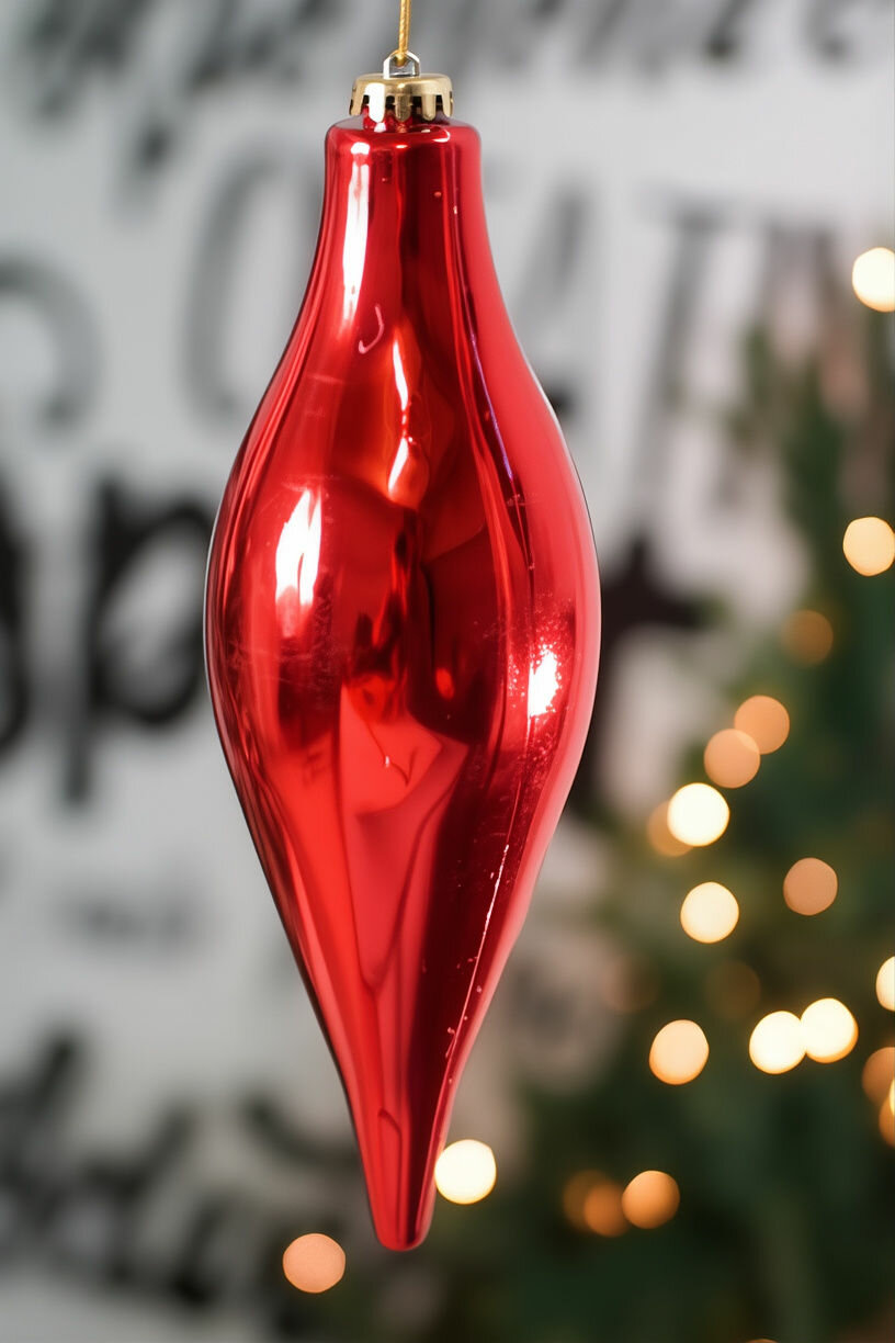 Ёлочная игрушка сосулька - глянцевая классика, пластик, красная, 30 см, Winter Deco 3081110