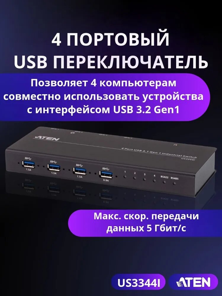 Коммутатор ATEN US3344i-AT, USB 3.2 Gen 1, 24 порта LAN, 4 слота для интерфейсов