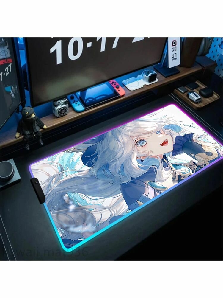 Игровой коврик Genshin Impact, подсветка RGB, нескользящая основа