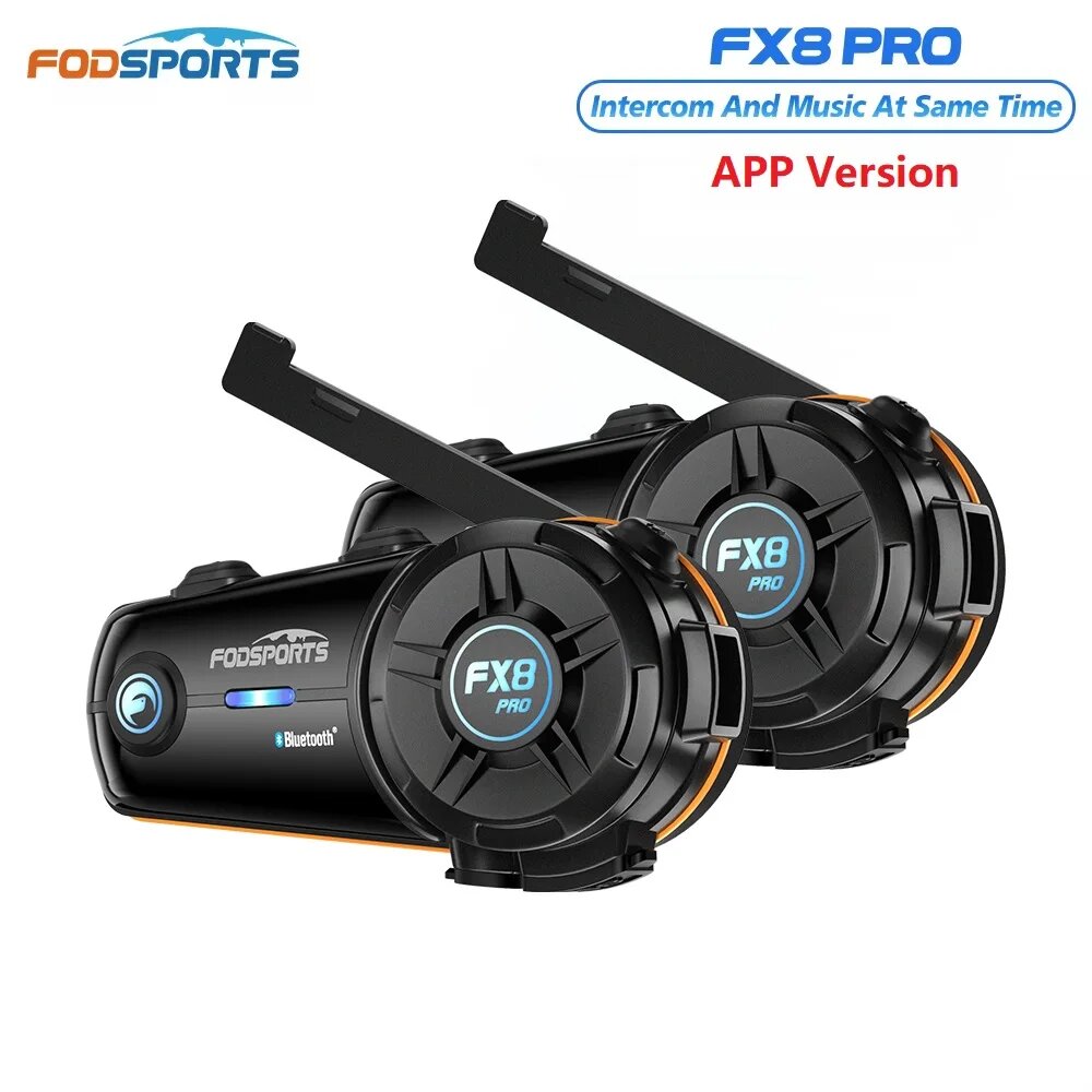 2 шт. Fodsports FX8 Pro мотоциклетный домофон Bluetooth-гарнитура для шлема, домофон 10 гонщиков, Поддержка приложения Fodsports