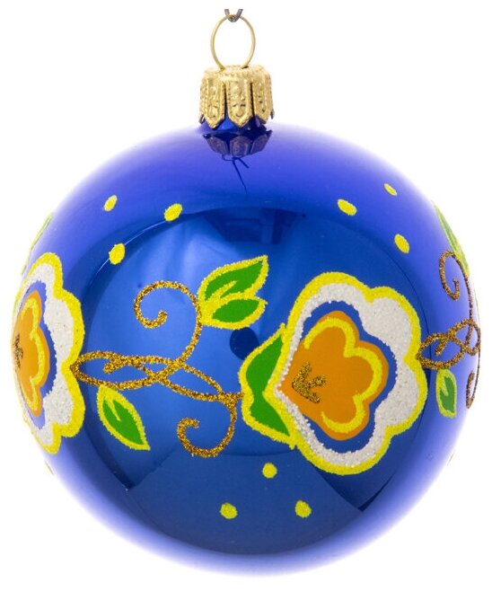Стеклянный елочный шар Амалия 7 см синий, Фабрика Елочка, С1969-син