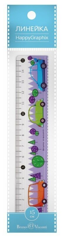 Линейка пластиковая С волнистым краем "HappyGraphix. Загородная поездка", 15 СМ, Арт. 45-0012/03
