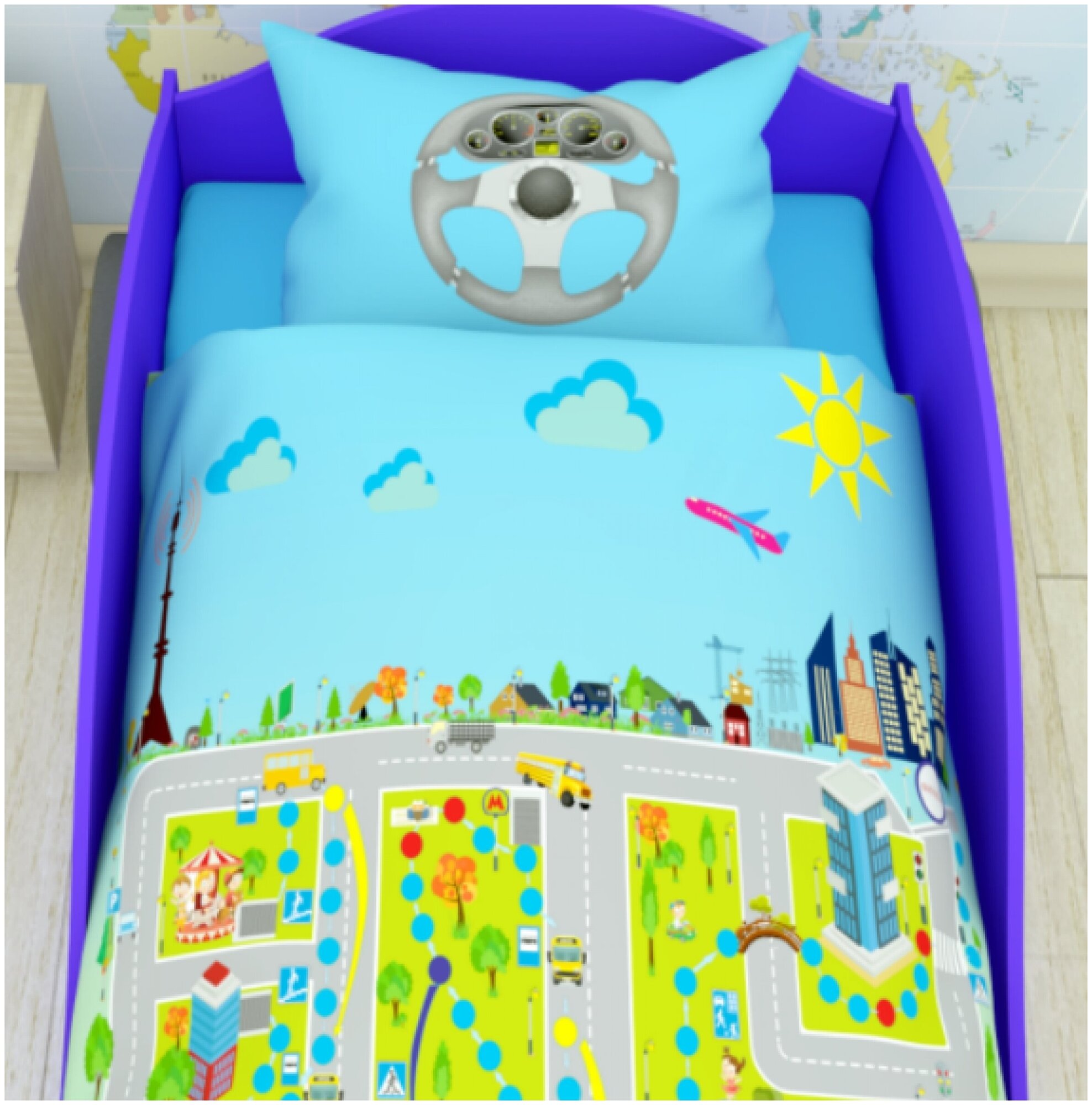 NEWTONE наволочка+ пододеяльник Игра-правила дорожного движения, ткань сатин