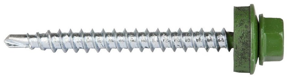 Кровельные саморезы ЗУБР СКД Профессионал 4.8х50 мм зеленый RAL 6002 с EPDM прокладкой 250 шт