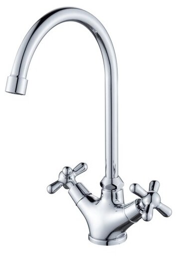 Смеситель CLASSIC для кухни высокий излив двухручковый крест WETERM