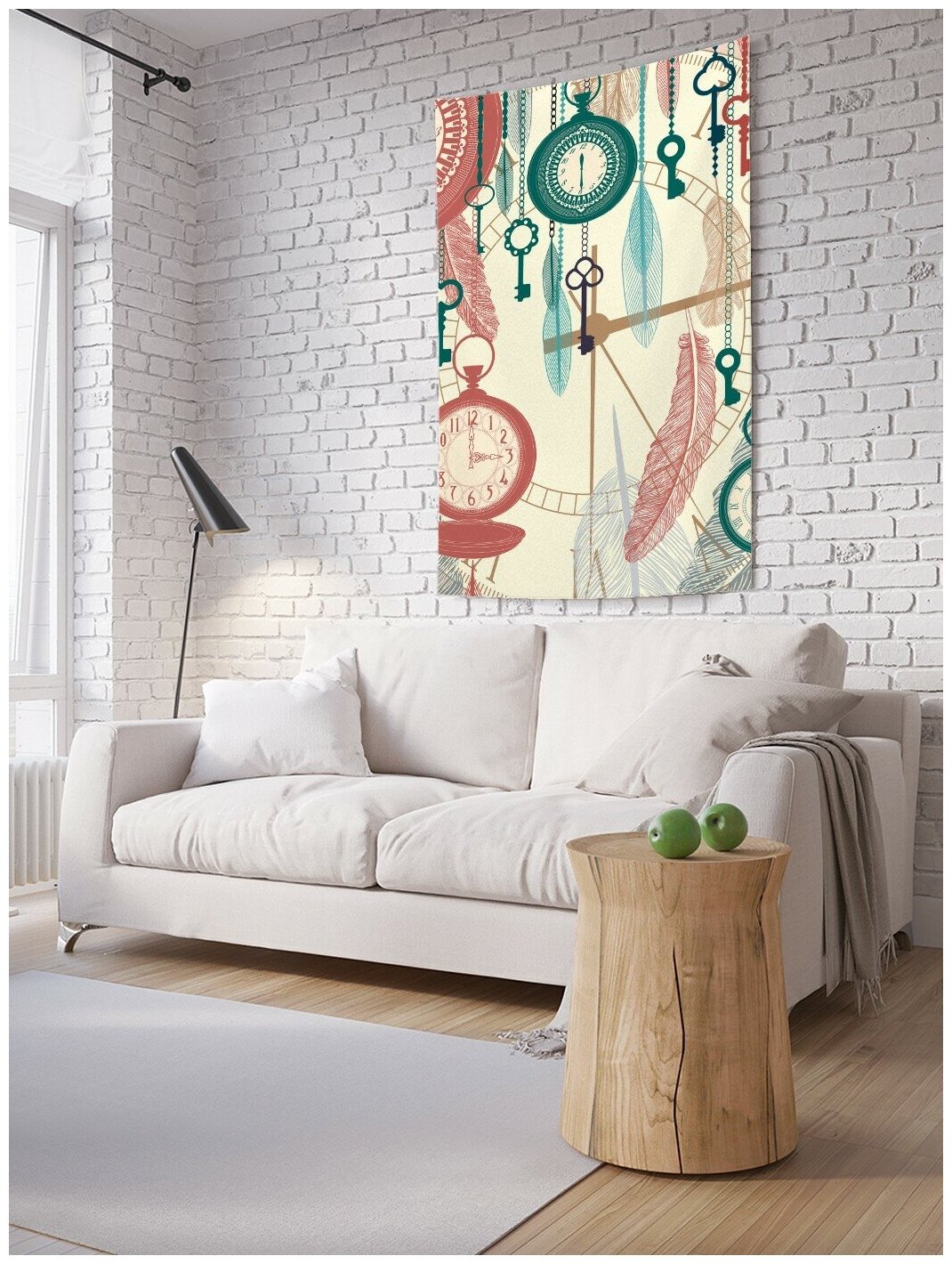 Фотопанно на стену вертикальный из ткани постер 100х150 "Механические часы", JoyArty
