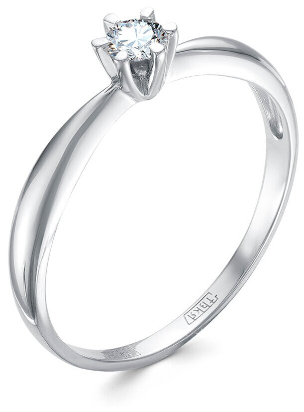 Кольцо помолвочное, белое золото, 585 проба, родирование, бриллиант