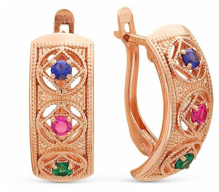 Серьги, шпинель синтетическая, корунд