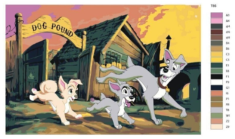 Картина по номерам Т86 "Леди и Бродяга", 70x110 см