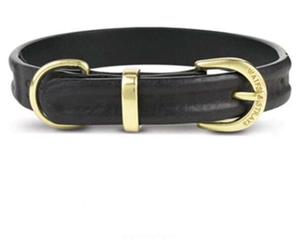 Ошейник для собак кожаный Waifs&Strays Classic с проточиной, черный, размер M (30 - 36,5 см)