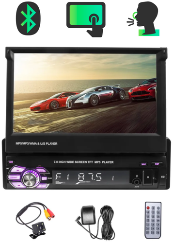 Автомагнитола с камерой и выдвижным экраном (bluetooth) Dolmax AV7-1D ...