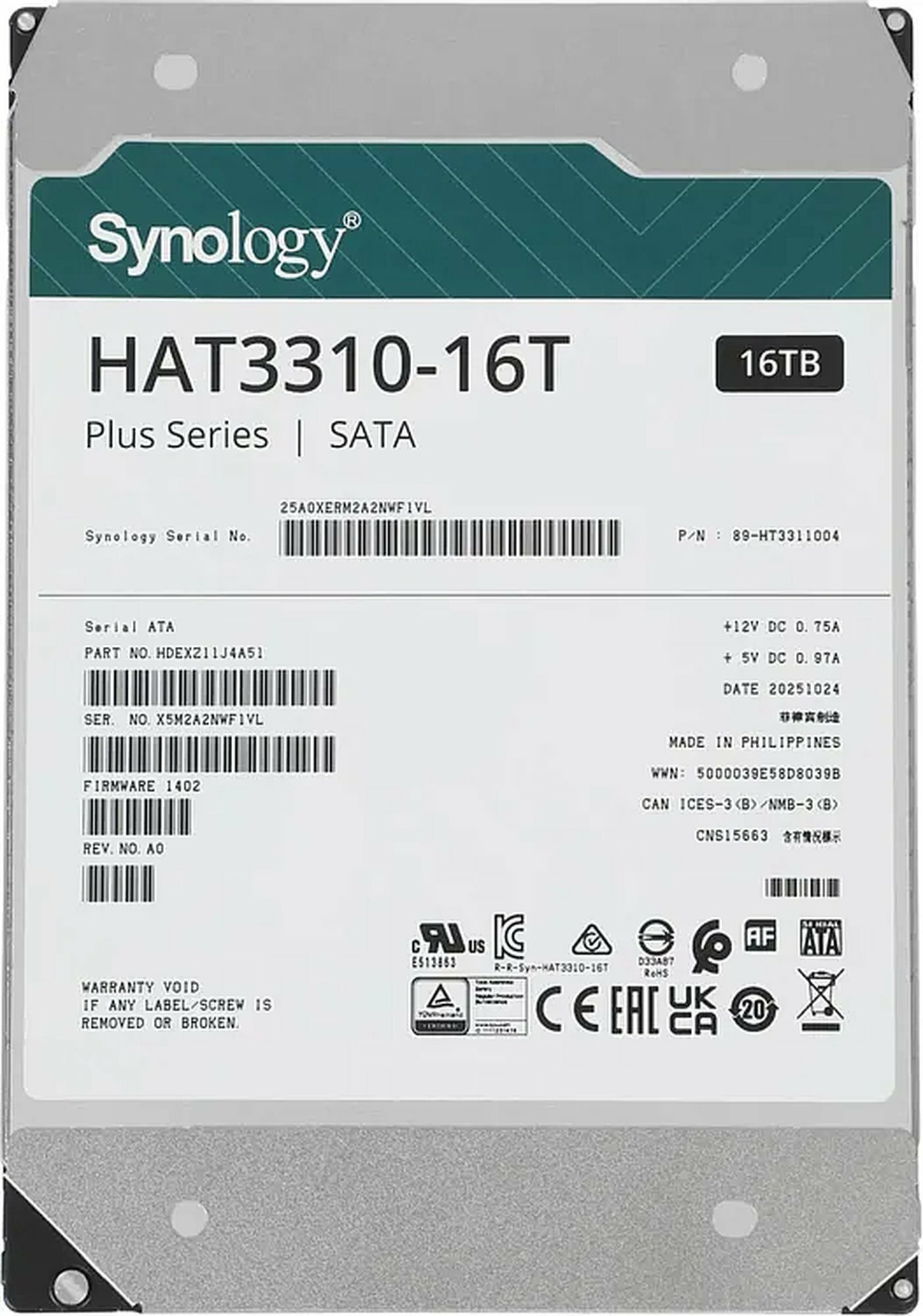 Жесткий диск Synology 16TB SATA HAT3310-16T