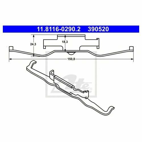 Пружина тормозного суппорта Ate 11811602902 для BMW 5 серия E39, 7 серия E38, X3 E83, X5 E53