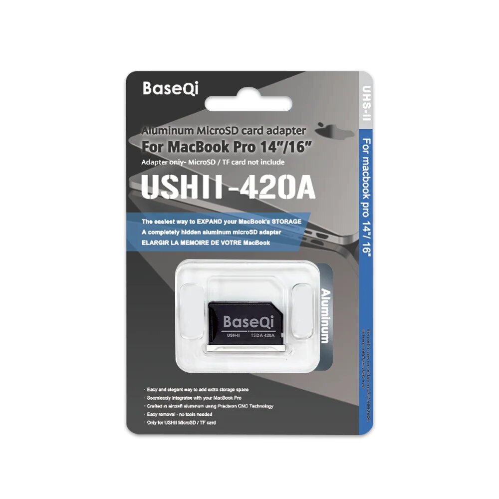 BaseQi MacBook 420AS адаптер для карт Micro SD/TF серебристый