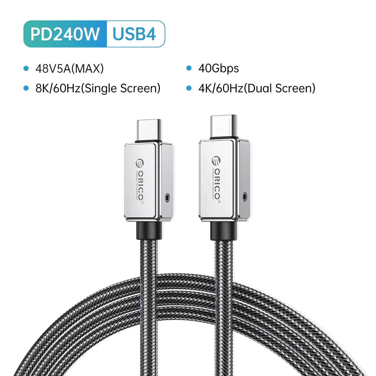 ORICO 40 Гбит/с USB4 Кабель C TO UCB C 240 Вт Thunder 3 Type-C Провод для быстрой зарядки 8k 60 Гц ТВ-приставка для мобильных планшетов, ноутбуков Samsung 1 м, A3 40Gbps