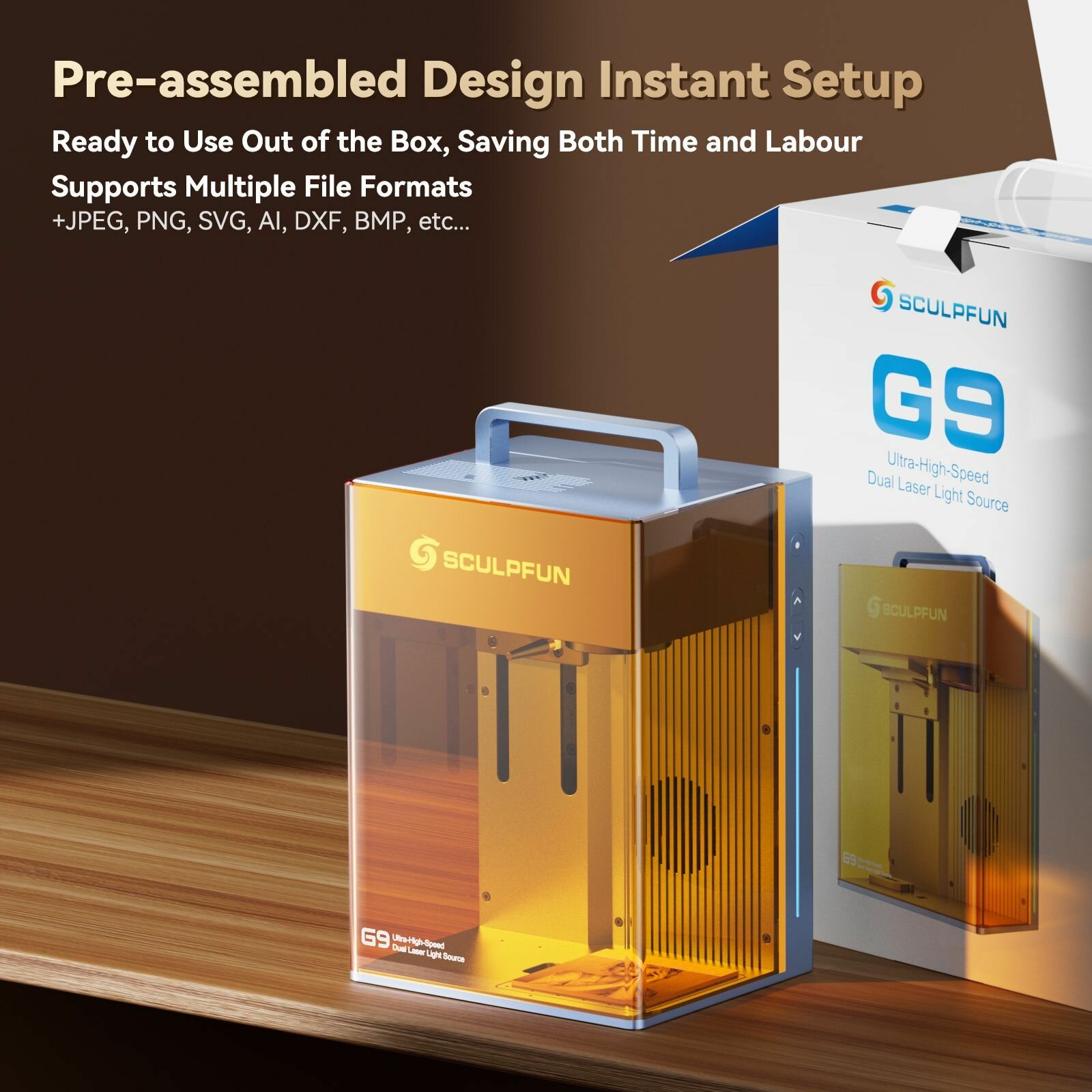 SCULPFUN G9 108W Laser Engraver красный и синий свет, применяемый к лазерным гравировкам, вырезанным из всех материалов