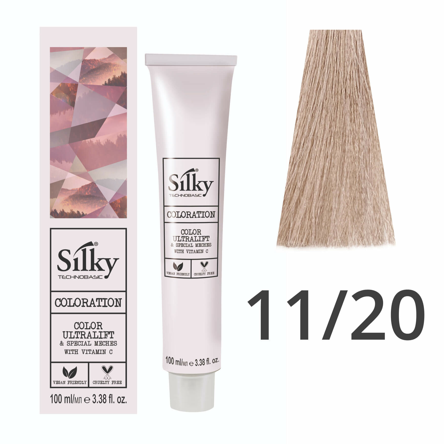 Крем - краска для осветления волос профессиональная Silky Color Vive/Ultralift 11/20 Суперосветляющий блонд Платиновый перламутровый, 100 мл