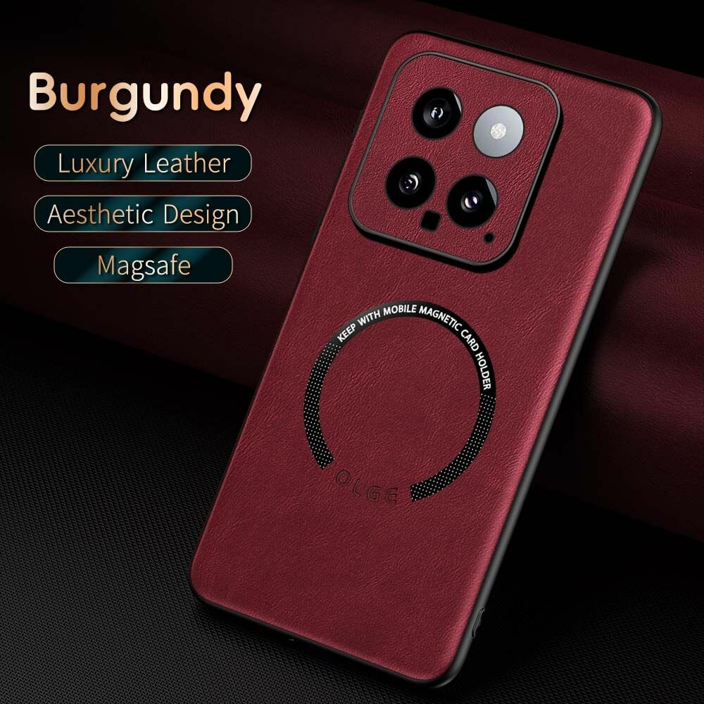 Чехол на Xiaomi 14/ Сяоми 14 Роскошная кожа magsafe