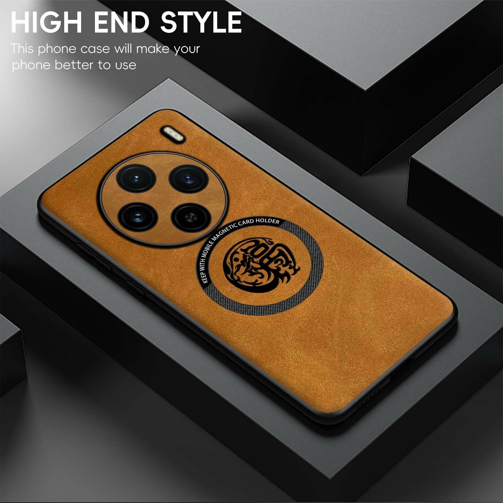 Чехол для смартфона Vivo X100 5G( Виво X100) Роскошная кожа magsafe противоударный , Защита от падения, Корпус мобильного телефона с защитой камеры