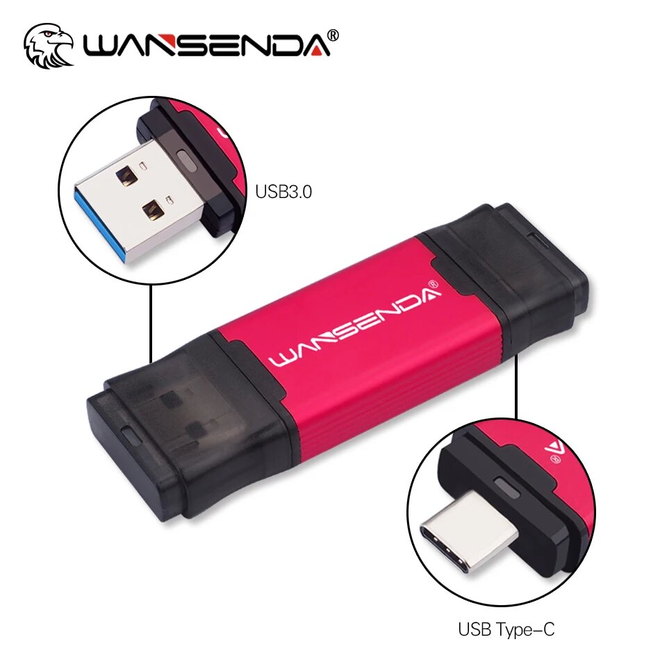 WANSENDA USB-флеш-накопитель USB 3.0 256 ГБ, Красный