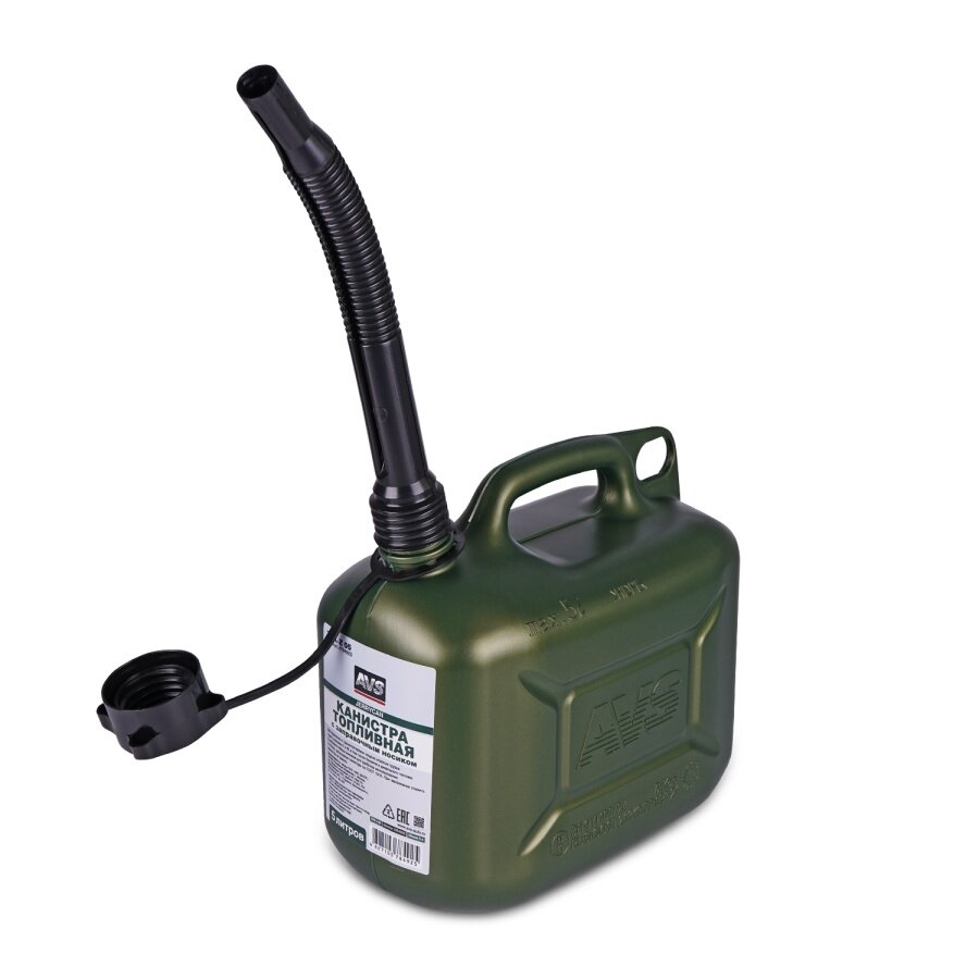 Канистра AVS TPK-Z, для бензина, масла, гофрированный носик, пластиковая, 5 л
