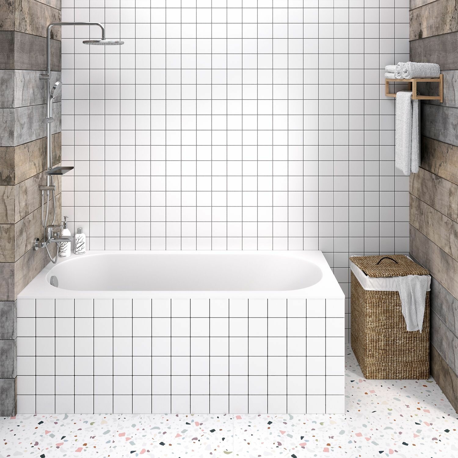 Ванна Aqua De Marco VERONA , литьевой мрамор , 170x75 см, пристенная, белая