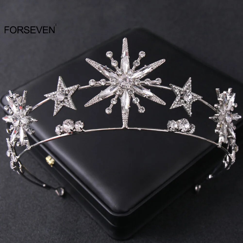 Серебряная тиара с кристаллами, Metal color: B