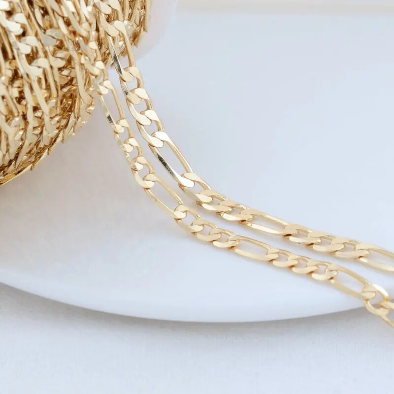 Цепочка латунная позолоченная 14К Florainer Tina 1 метр 4,5 мм 5.5MM 1 meter