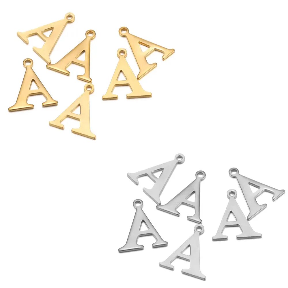 Ювелирные подвески Yovtor буквы алфавита нержавеющая сталь Steel color 50Pcs, 03 A