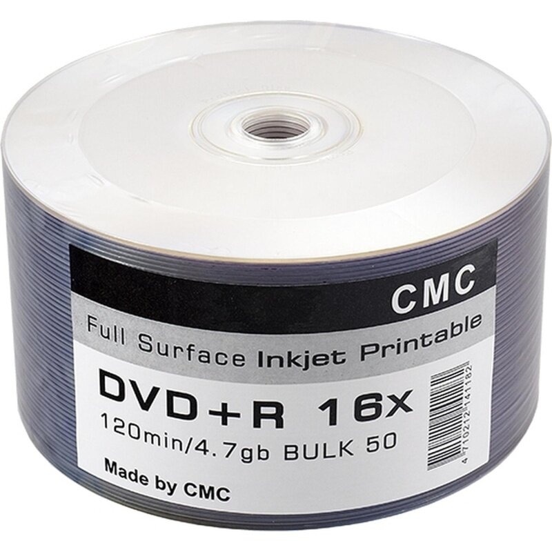 Носители информации CD-R CMC 4,7 GB, Скорость записи 16x, Bulk/50 Full Ink Print (CMCDVDPRPRB50)