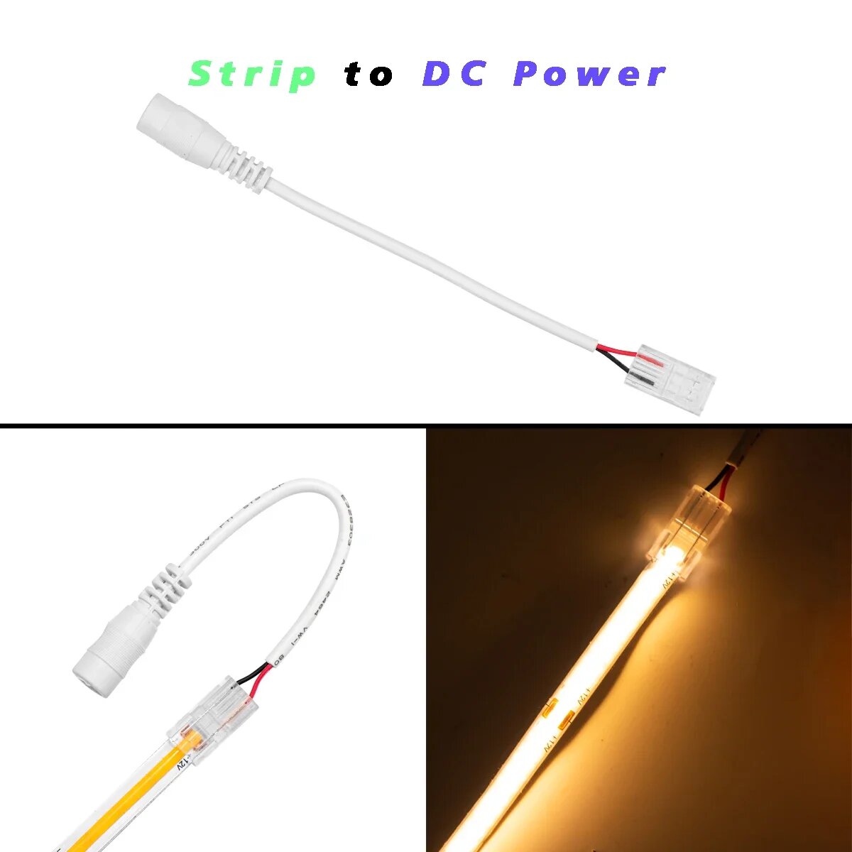 DelightFire разъем для светодиодной ленты LED Strip Connector 2pin 8mm Ip20 Ip65, 3pcs, DC to Strip